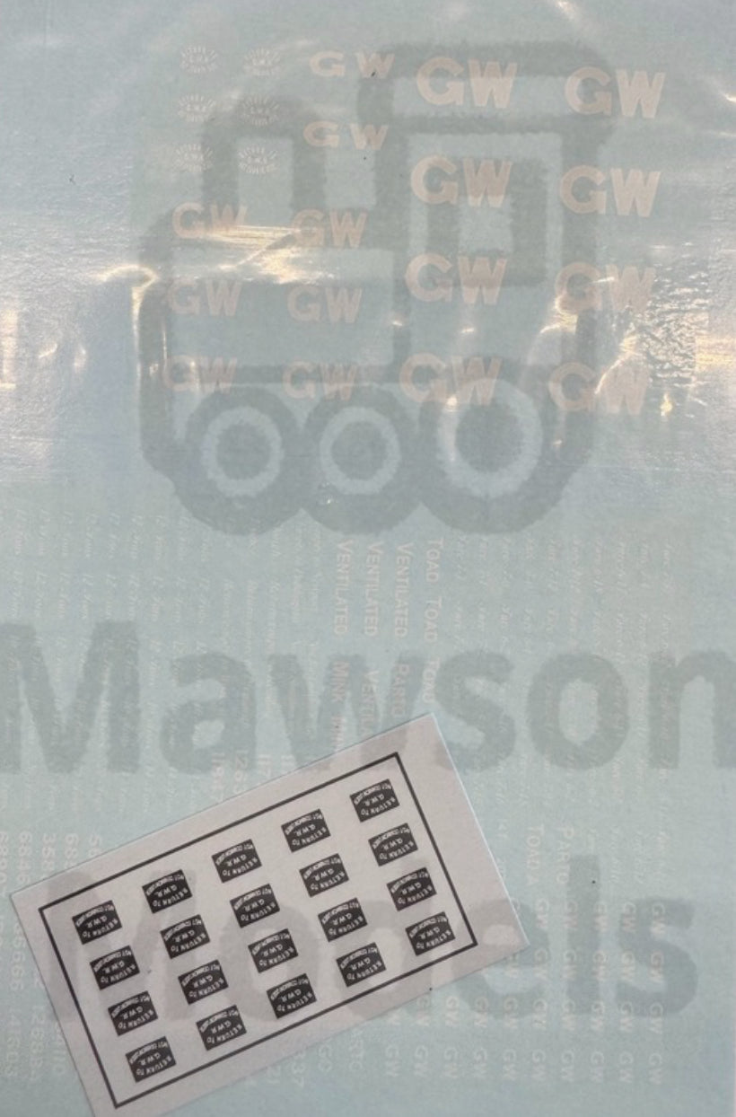 OTW 4704 GWR lettering and numbers water transfer decals. – Mawson Models